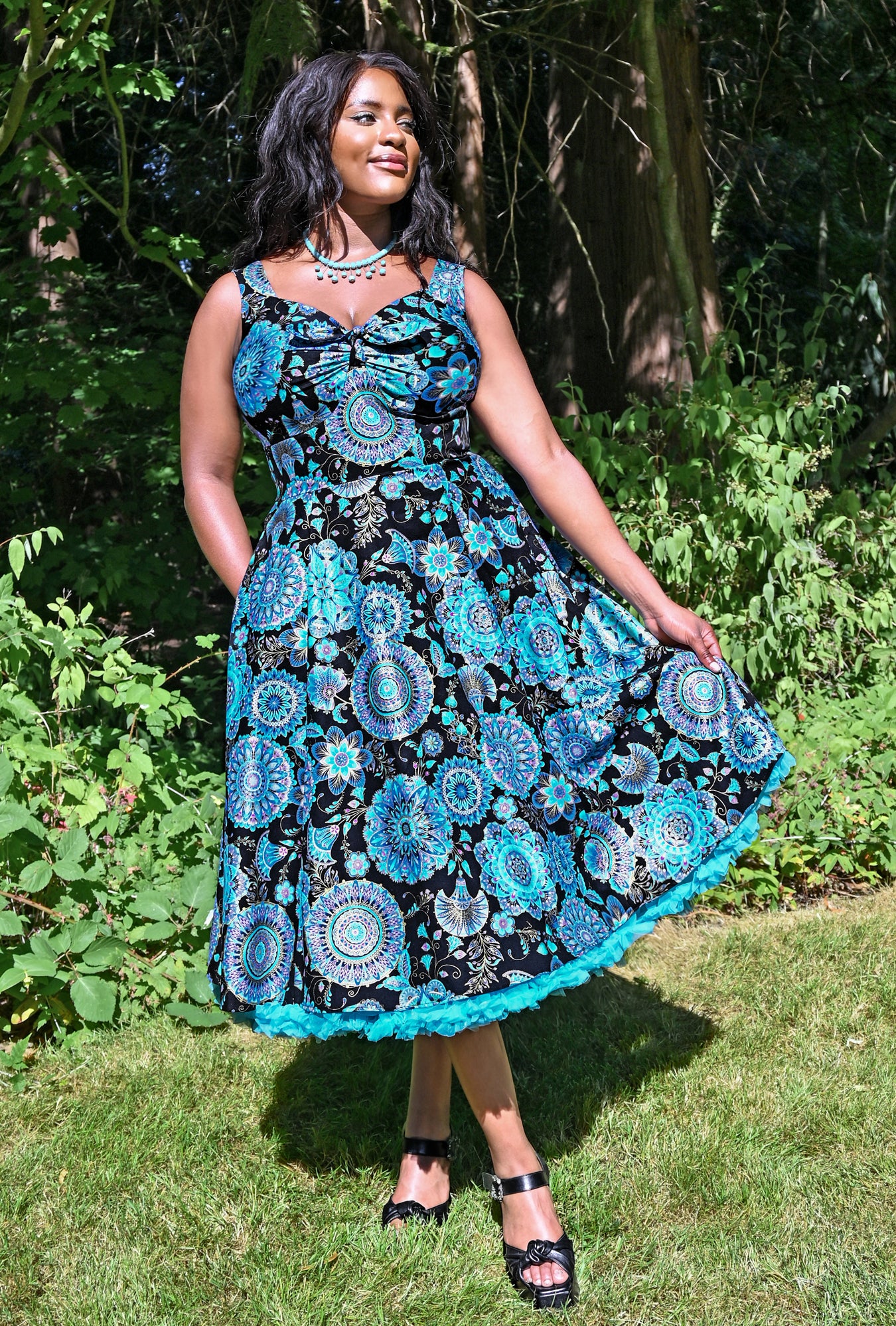 Diane - Optical Opulence - Mandala Dress | Cherry Velvet | Curvy ...