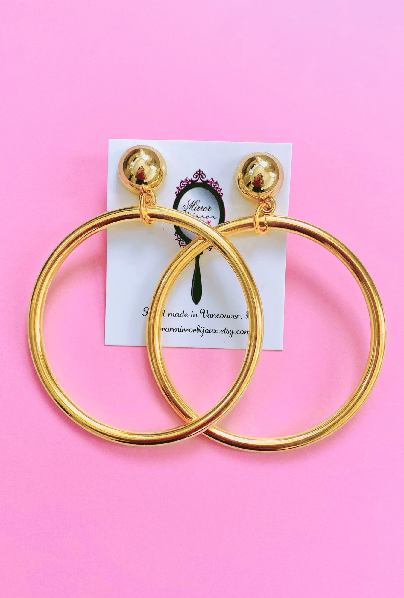 Sharon Gold Hoops – Cherry Velvet